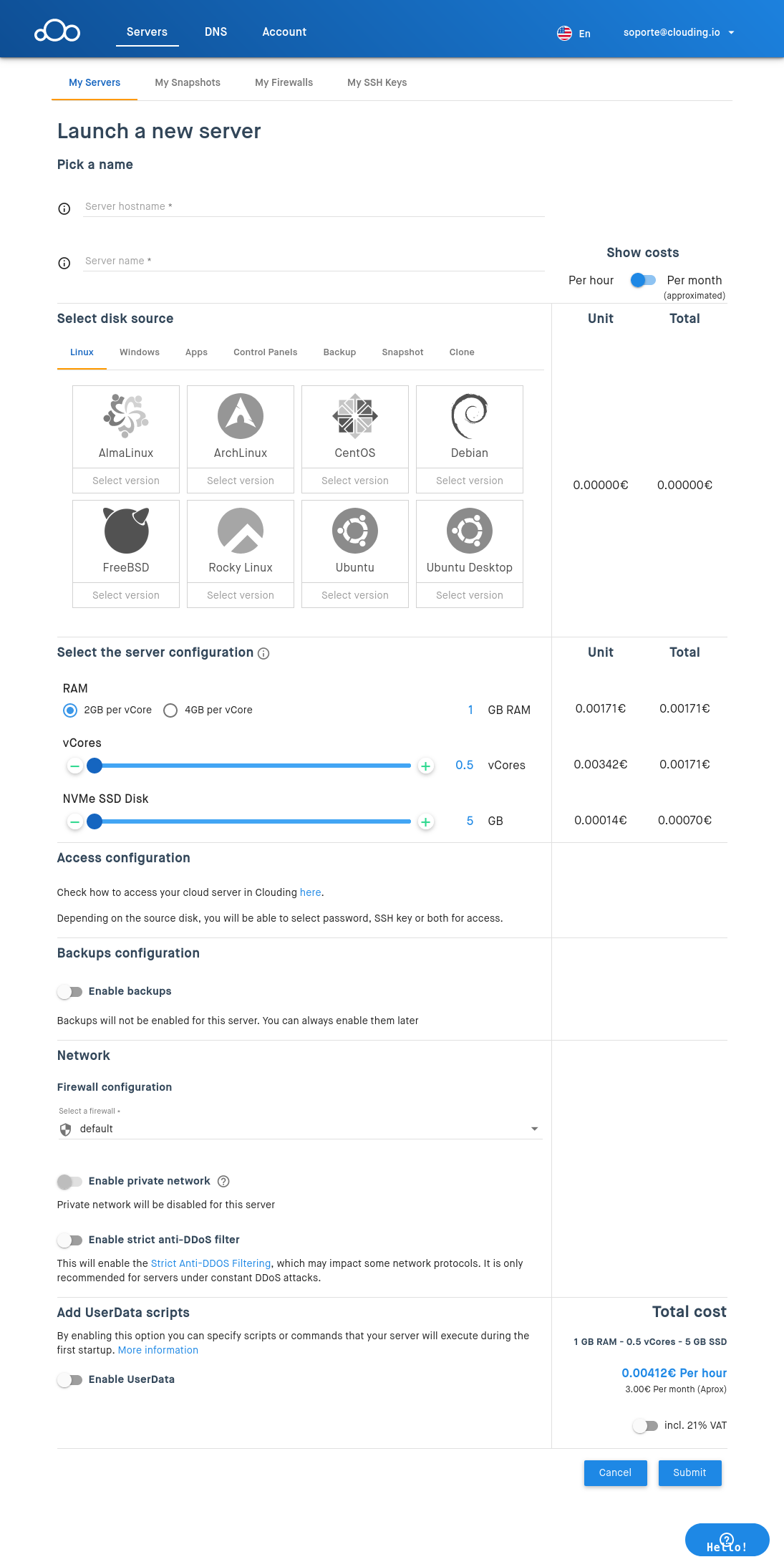 How to create my first Server – Clouding.io