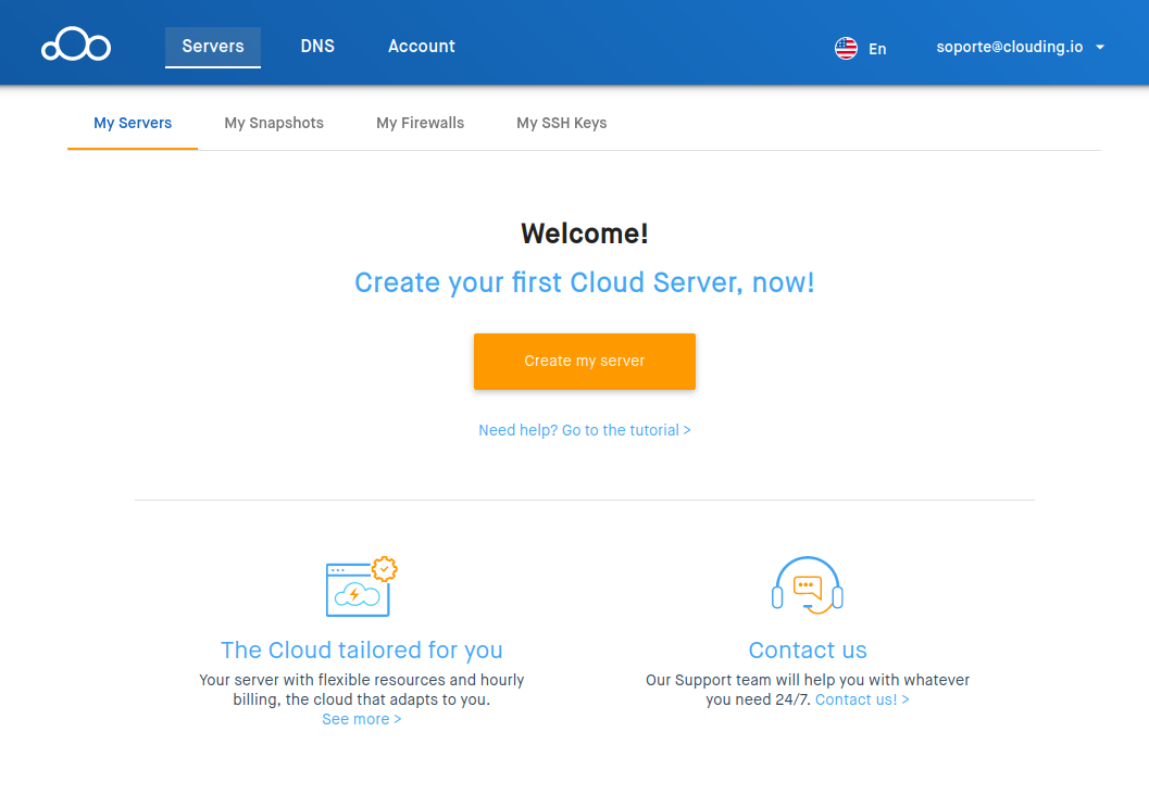 How to create my first Server – Clouding.io