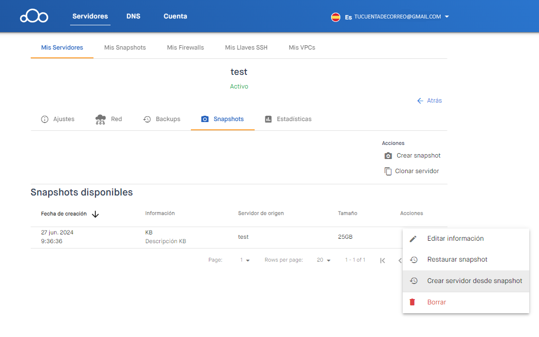 Create Server from a Snapshot – Clouding.io