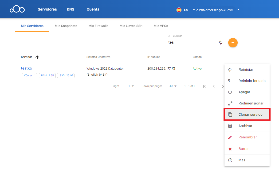 How to clone a Server – Clouding.io
