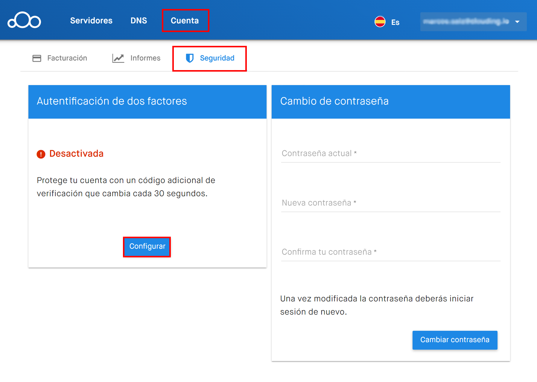 Cómo configurar la Autentificación de Dos Factores (2FA) – Clouding.io