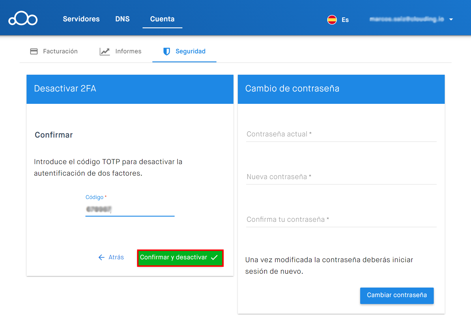 Cómo configurar la Autentificación de Dos Factores (2FA) – Clouding.io